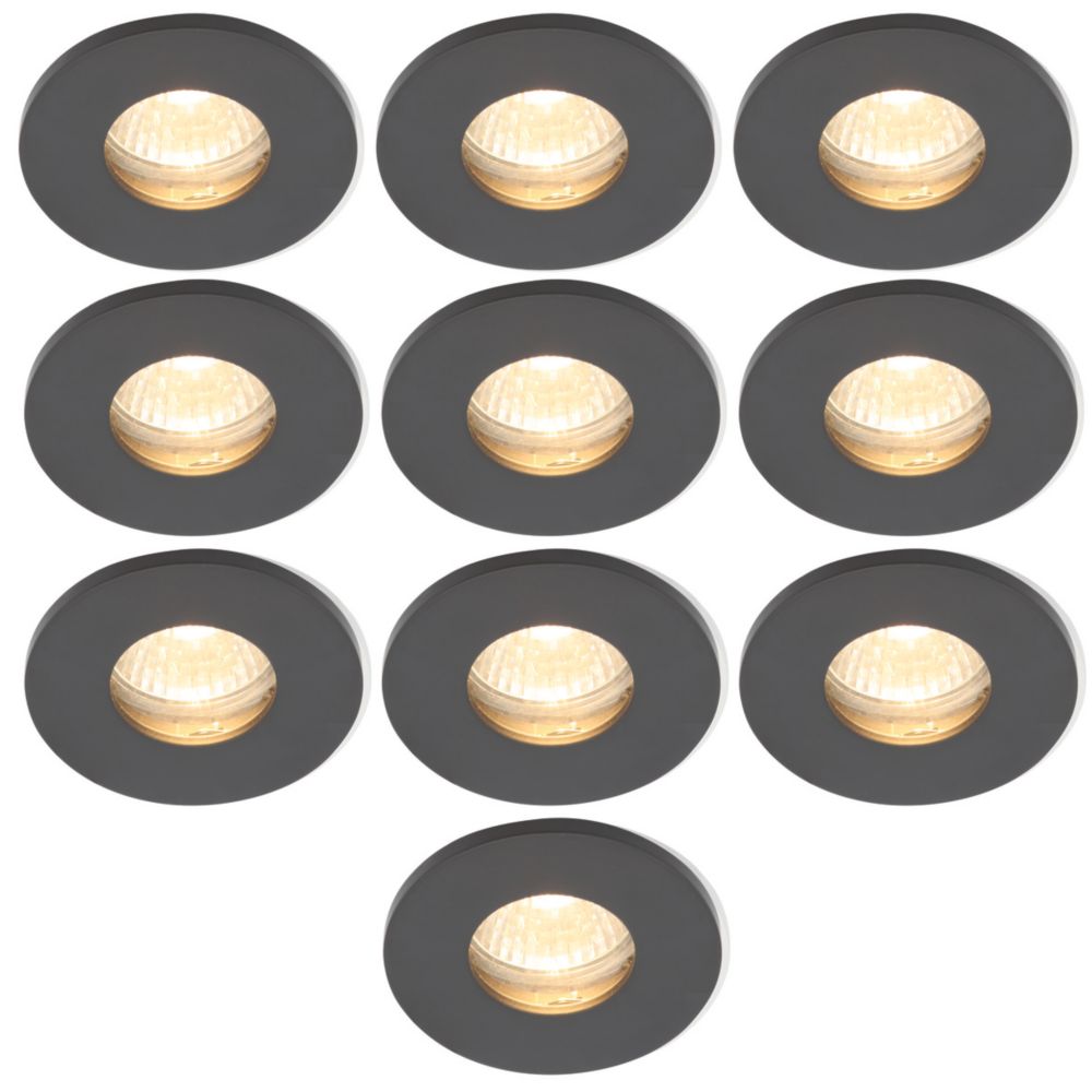 Electralite Yate Fixed Fire Rated Downlights Black 10 Pack - Screwfix