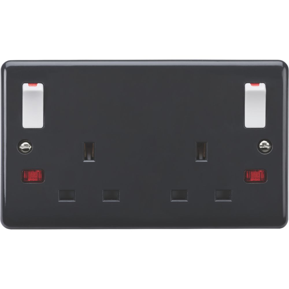 Knightsbridge Part M 13A 2-Gang DP Switched Plug Sockets Anthracite ...