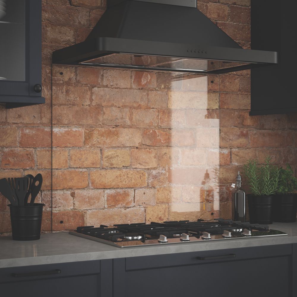 Splashback Clear with Matt Black Caps Kitchen Splashback 900mm x 700mm ...