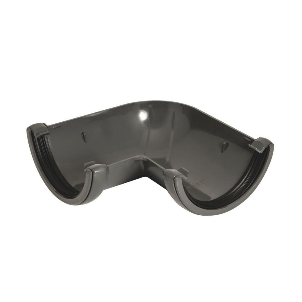 FloPlast uPVC 90° Half Round Gutter Angle Anthracite Grey 112mm - Screwfix