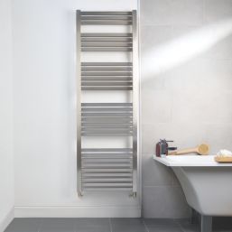 Time 1660mm x 550mm 2670BTU Silver Flat Designer Towel Radiator - Screwfix