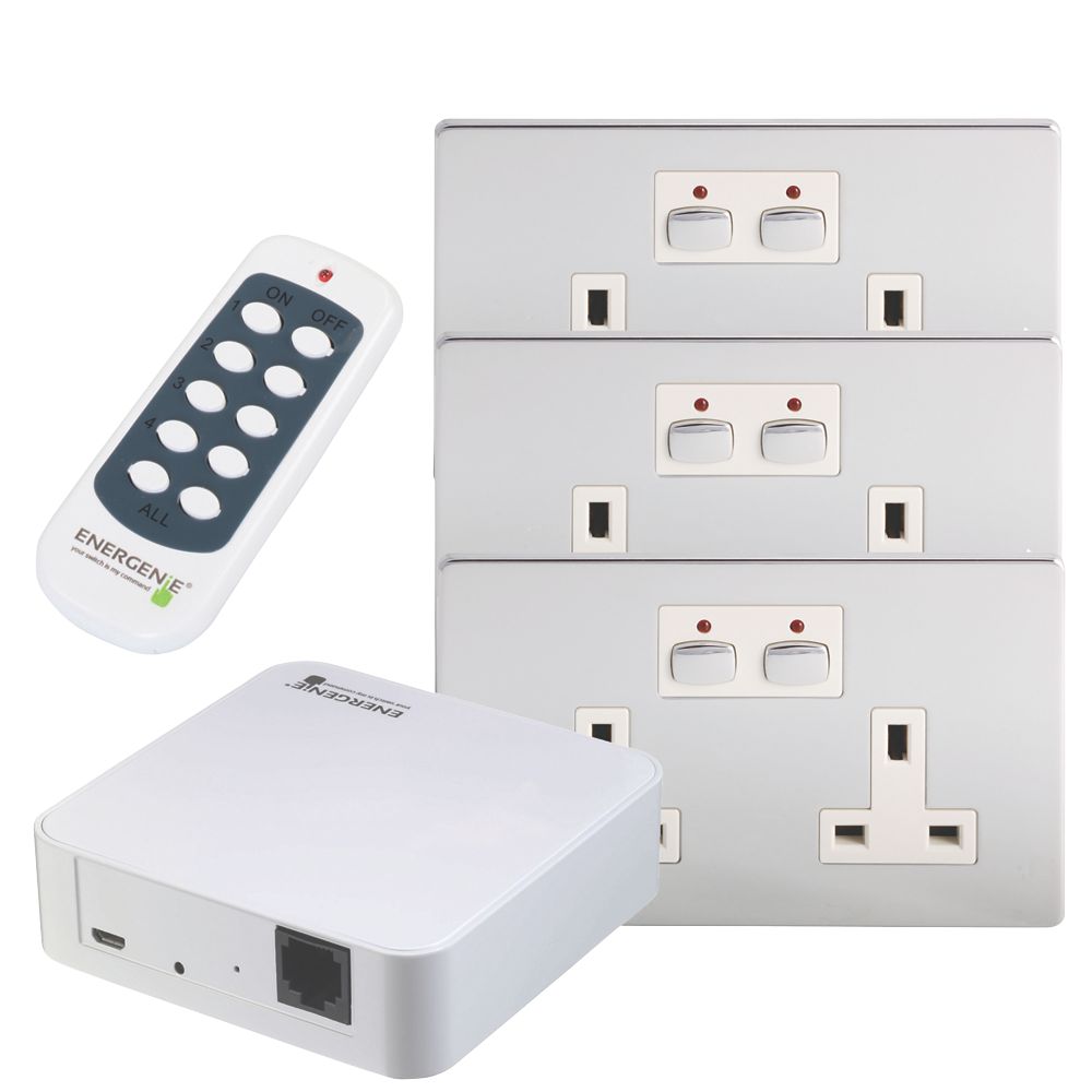 Energenie MiHome 13A 2-Gang SP Switched Smart Socket Bundle Brushed ...