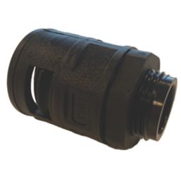 Deta Male Corrugated Conduit Adaptors 20mm Black 5 Pack - Screwfix