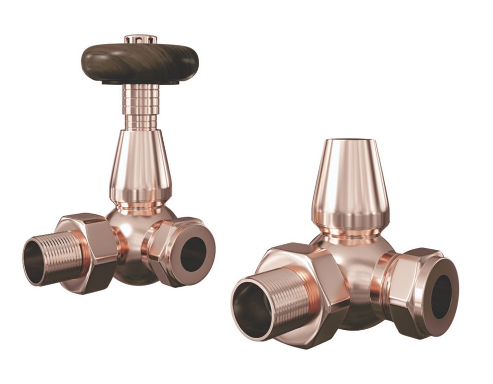 ETAL Harrow Wood Corner Thermostatic TRV & Lockshield 15mm x 1/2 ...