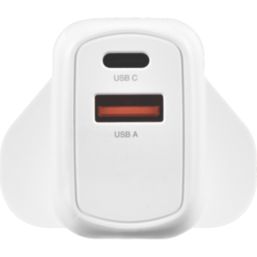 Masterplug 2-Outlet Type A & C Plug-In USB Charger 4A - Screwfix