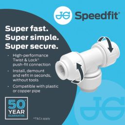 JG Speedfit Plastic Push-Fit Equal Tees 10mm 10 Pack - Screwfix