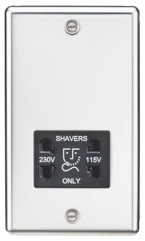 Knightsbridge 2-Gang Dual Voltage Shaver Socket 115 V / 230V Polished ...