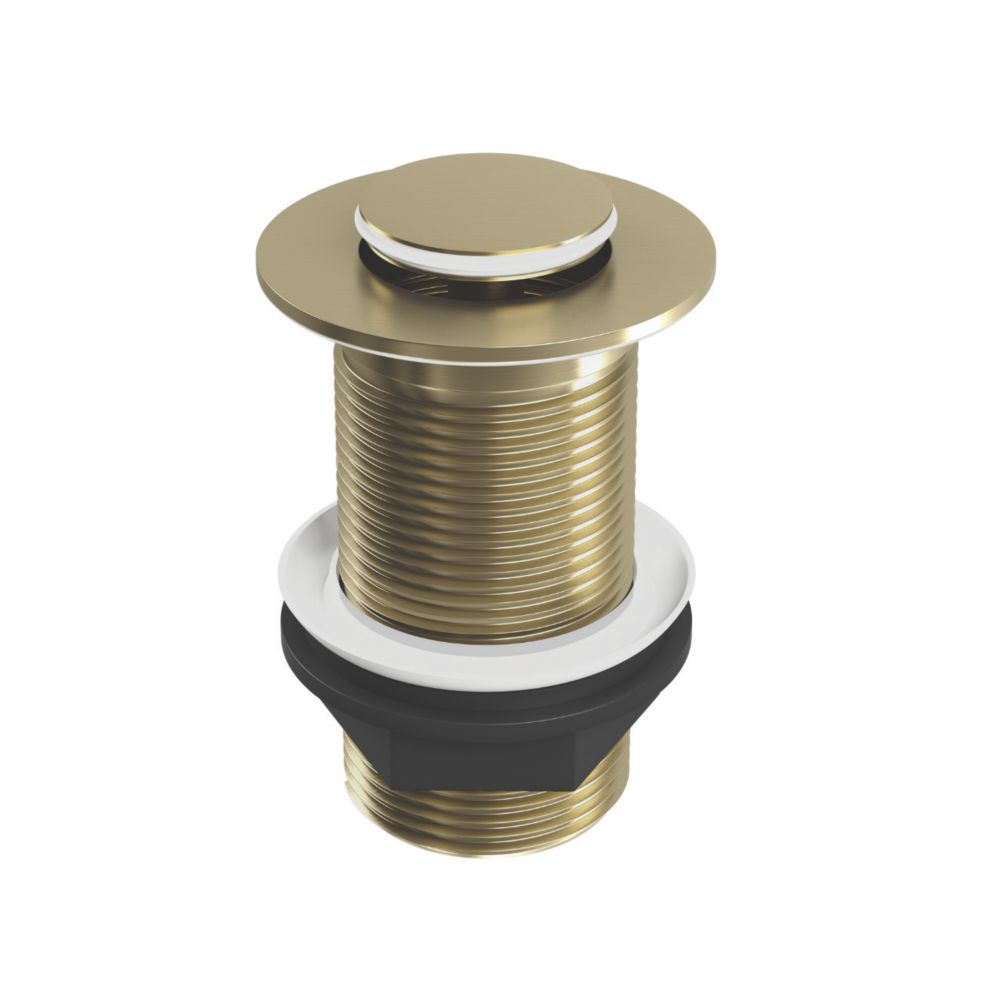 ETAL Unslotted Push Button Basin Waste Brushed Brass 60mm - Screwfix