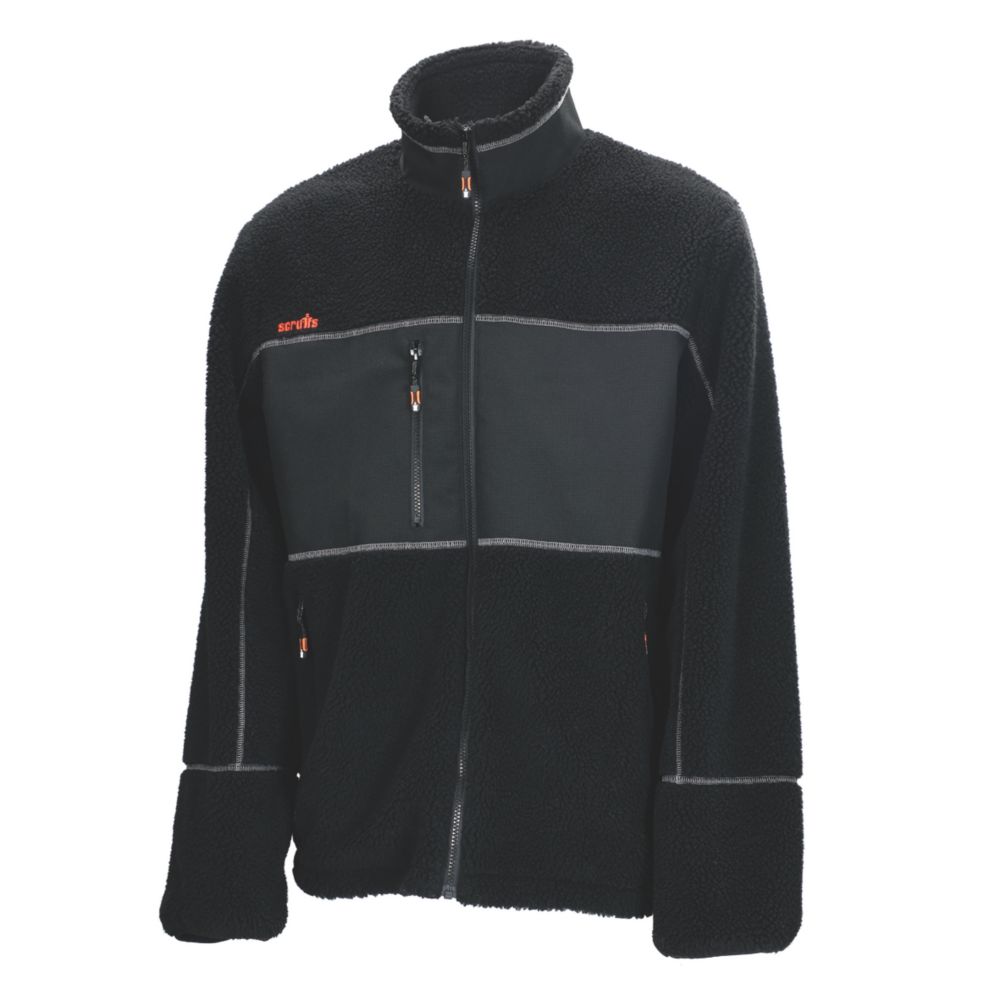 Scruffs Borely Sherpa Fleece Jacket Black X Large 52" Chest - Screwfix