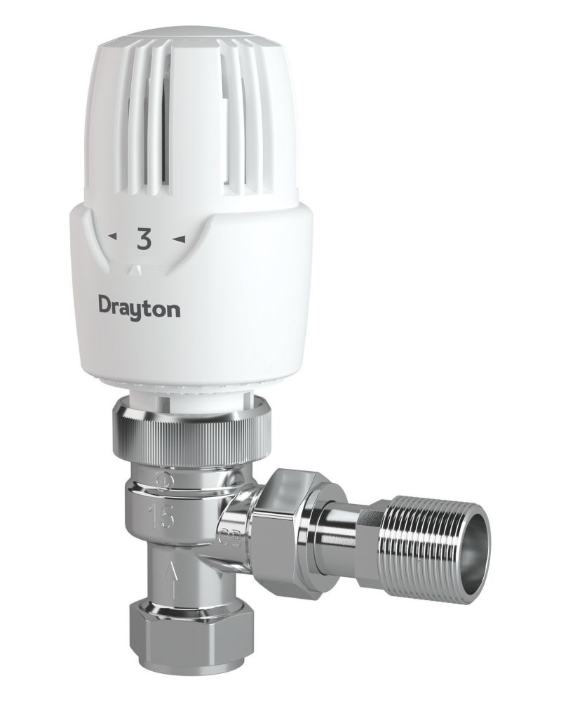 Drayton RT414 15mm x 1/2" White Angled Traditional Thermostatic ...