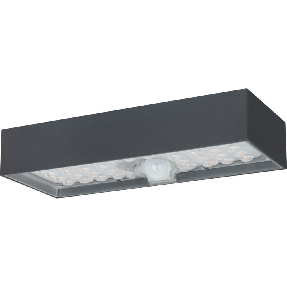 Luceco Outdoor LED Solar Brick Light With PIR Sensor Grey 800lm - Screwfix