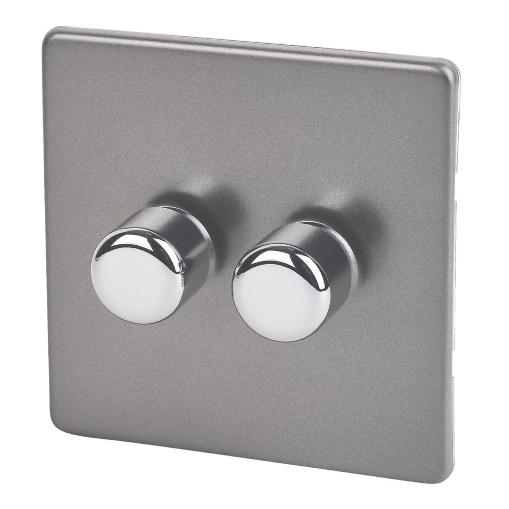 Varilight V-Pro 2-Gang 2-Way LED Dimmer Switch Slate Grey with Colour ...
