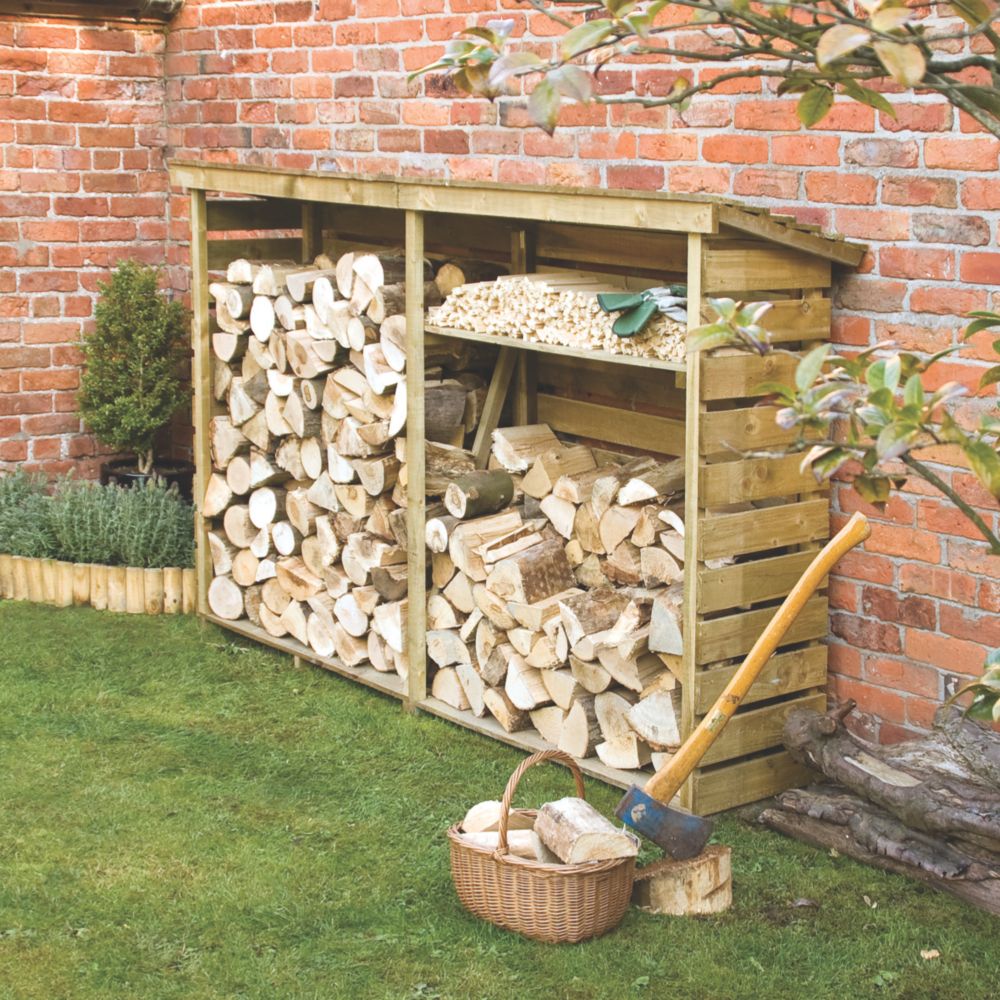 Rowlinson 7' x 1' 6" (Nominal) Timber Log Store - Screwfix