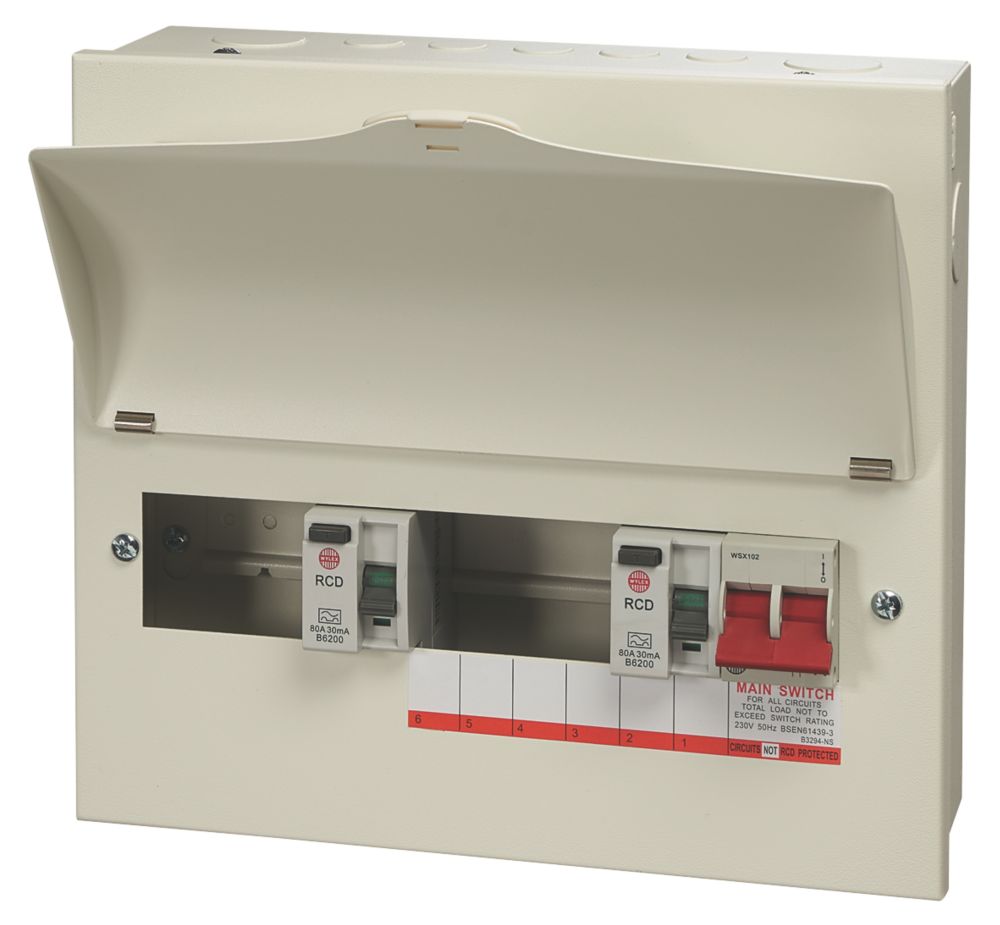 Wylex 13-Module 7-Way Part-Populated Dual RCD Consumer Unit - Screwfix