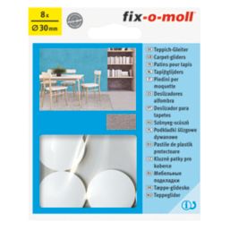 Fix-O-Moll White Round Self-Adhesive Carpet Gliders 30mm x 30mm 8 Pack ...