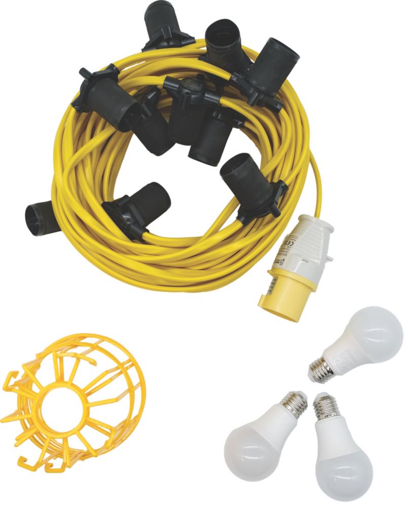 Briticent 22m LED Festoon Lighting Chain E27 GLS 80W 680lm 110V - Screwfix