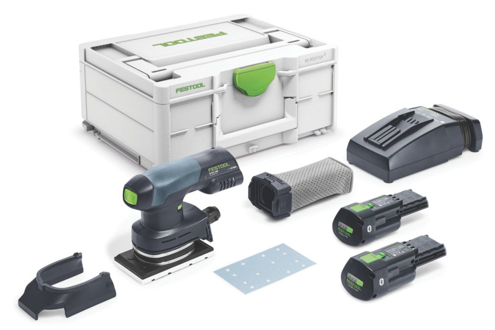 Festool RTSC 400 3.0 I-Plus 18V 2 x 3Ah Li-Ion Bluetooth Brushless Cordless Sheet Sander - Screwfix