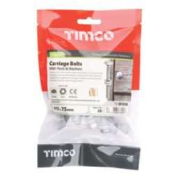 Timco Exterior Carriage Bolts Carbon Steel Organic Silver Coating M8 x ...