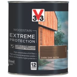 V33 750ml Dark Oak Satin Solvent-Based Exterior Wood Stain - Screwfix
