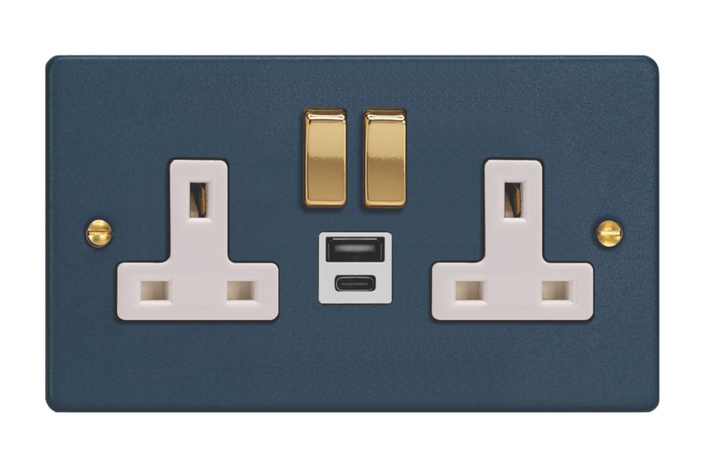 Varilight 13A 2-Gang 1P+N Switched Socket + 4A 20W 2-Outlet Type A & C ...