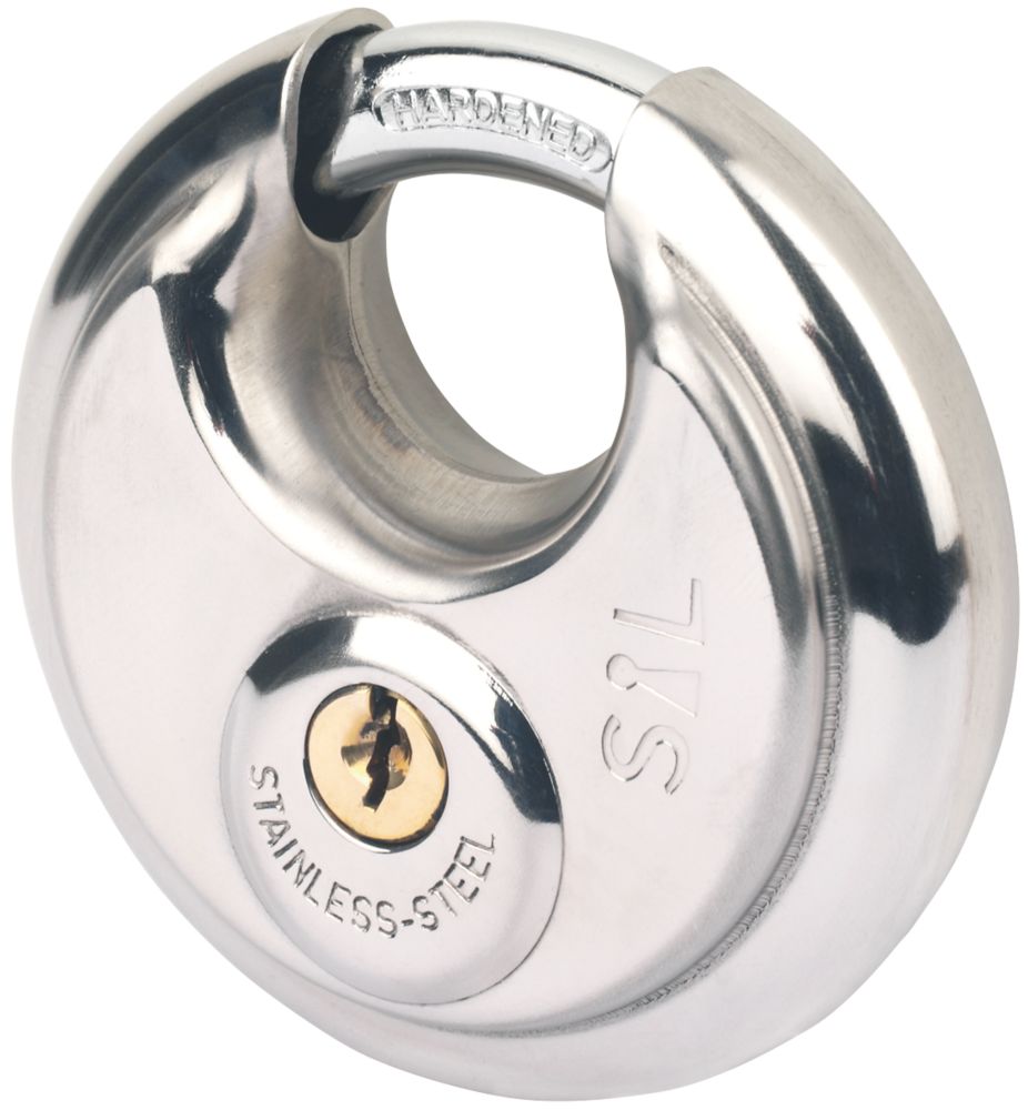 Smith & Locke Stainless Steel Waterproof Disc Padlock 80mm - Screwfix