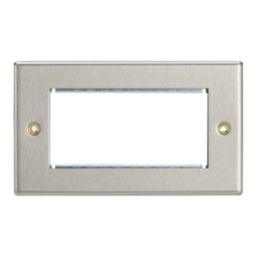 Contactum iConic 4-Module Modular Faceplate Brushed Steel - Screwfix