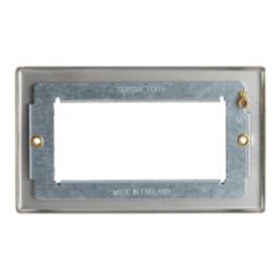 Contactum iConic 4-Module Modular Faceplate Brushed Steel - Screwfix