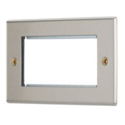 Contactum iConic 4-Module Modular Faceplate Brushed Steel - Screwfix