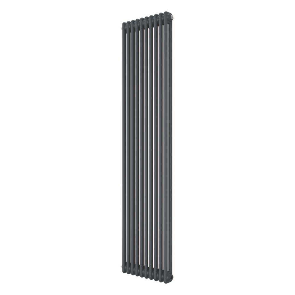Azur 1800mm x 470mm 4509BTU Anthracite Vertical 2 Column Radiator ...