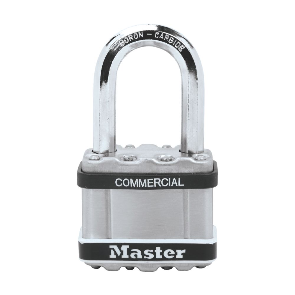 Master Lock Excell Weatherproof Long Shackle Padlock Steel 51mm - Screwfix