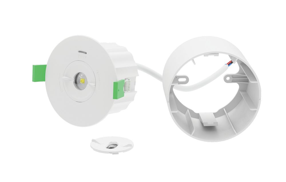 Lexco Fixed Recessed Non-Maintained Emergency LED Downlight White 1.6W 300lm 104mm - Screwfix