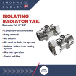 Thomas Dudley Ltd 15mm Compression x 1/2" BSP Male 54mm Chrome Radiator ...