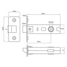 Smith & Locke Brushed Brass Tubular Mortice Latch 76mm Case - 57mm ...