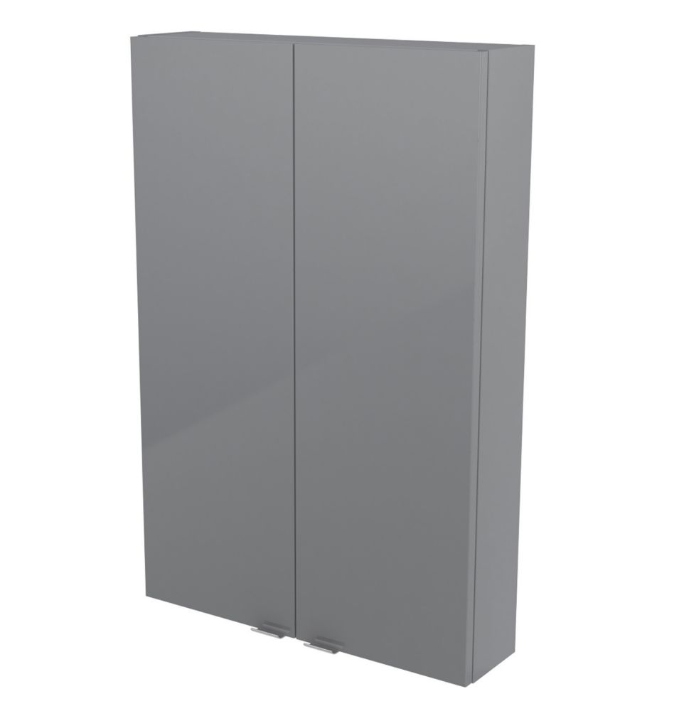 Imandra Bathroom Cabinet Grey Gloss 600mm x 150mm x 900mm - Screwfix