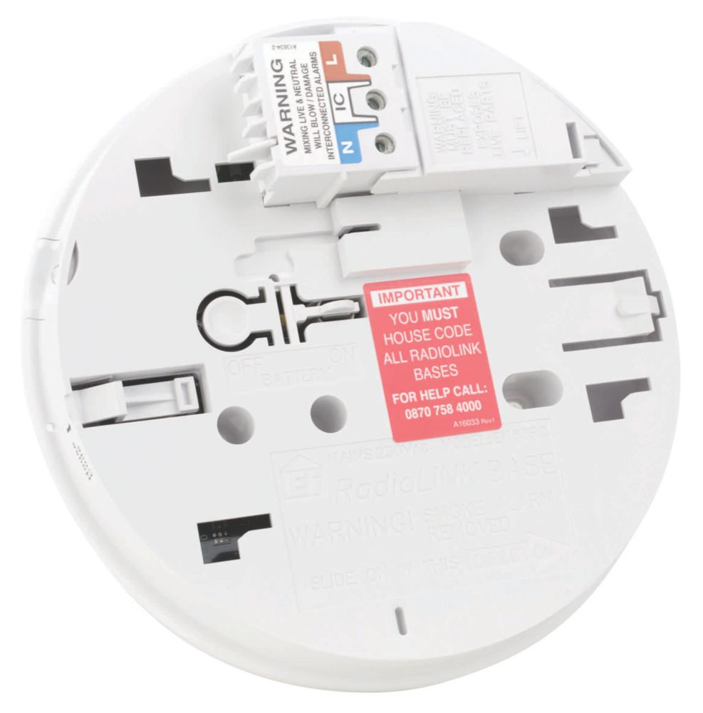 Aico Ei168RC Mains Interlinked RadioLINK Alarm Base - Screwfix