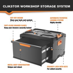 Magnusson Clikstor 1-Drawer Stackable Tool Chest 20½" - Screwfix