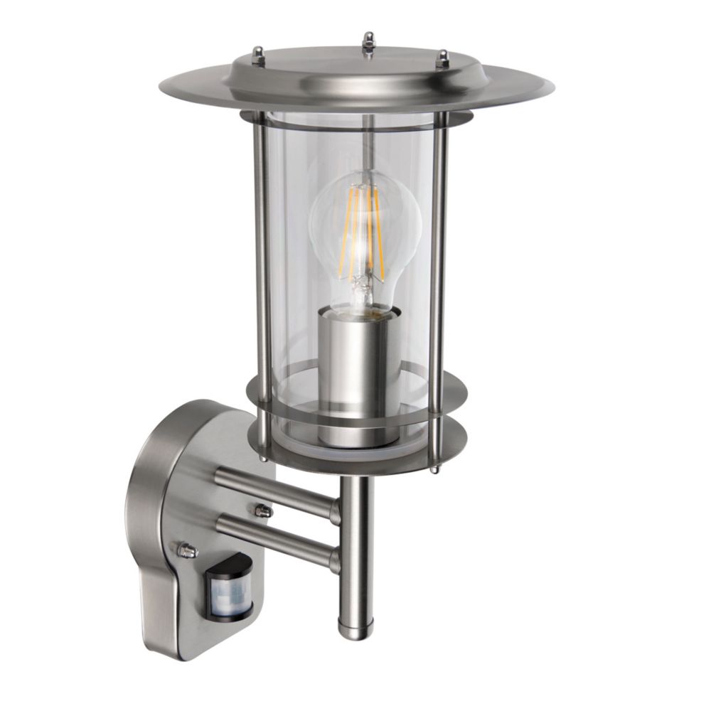 Saxby York Outdoor Wall Light With PIR Sensor Polished Stainless Steel ...