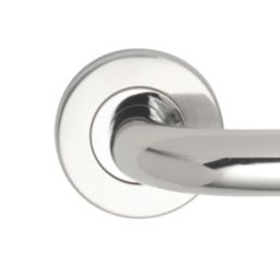 Eurospec Fire Rated Safety Lever on Rose Pair Polished Stainless Steel ...