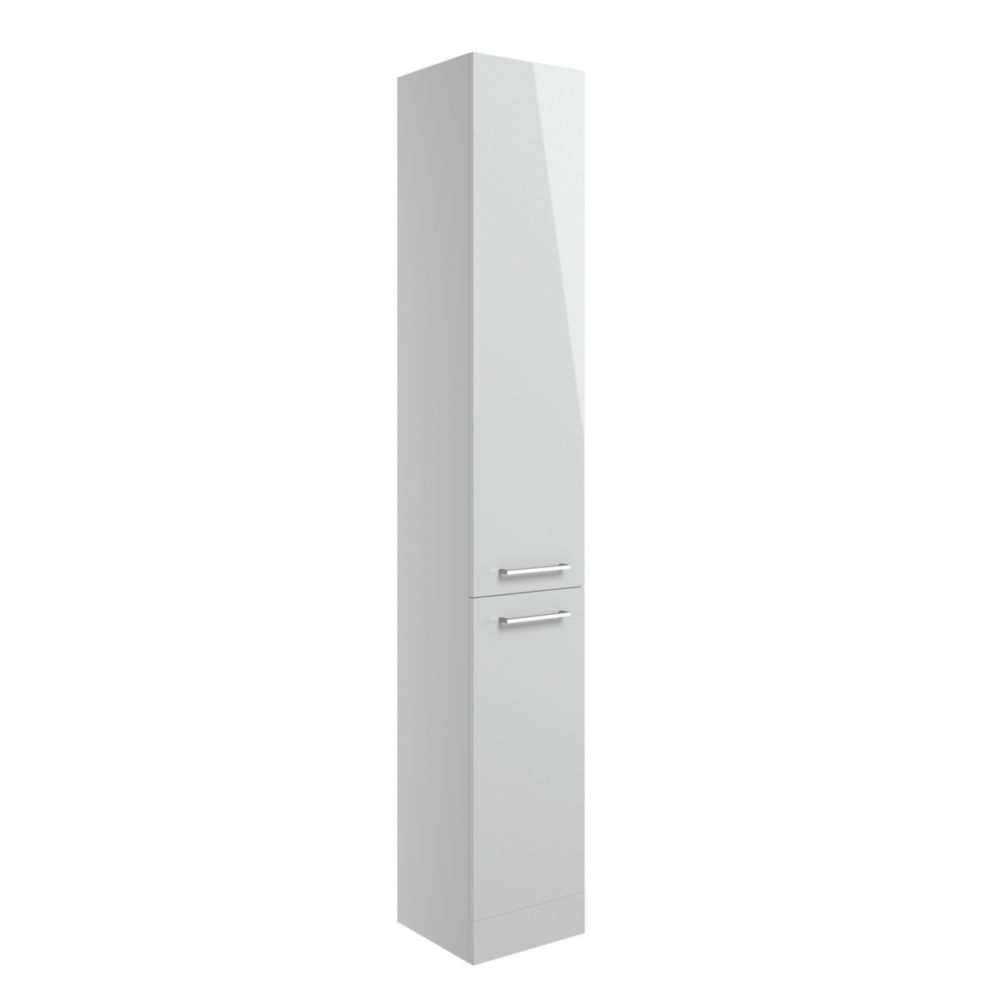 Ohio Tall Floor-Standing Bathroom Storage Unit Grey Gloss 350mm x 348mm ...