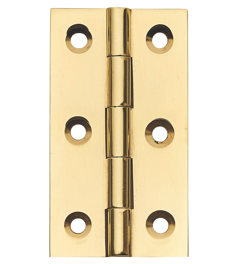 Polished Brass Solid Drawn Butt Hinges 64mm x 35mm 2 Pack - Screwfix