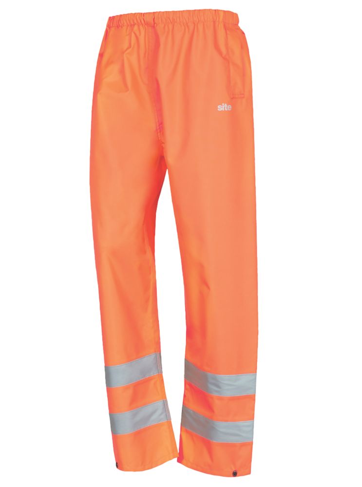 Site Huske Hi-Vis Over Trousers Elasticated Waist Orange 2X Large 28" W ...
