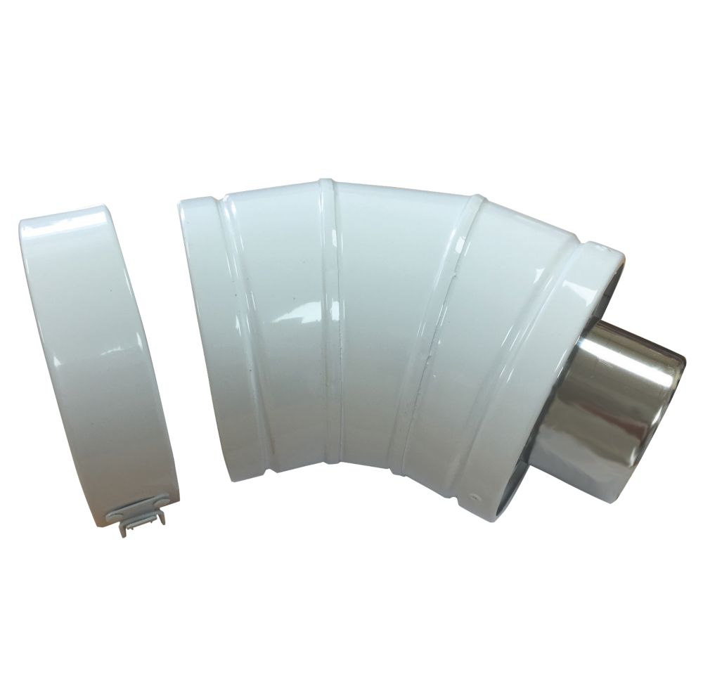 Grant High Level / Vertical Balanced Elbow 150mm 45° White - Screwfix