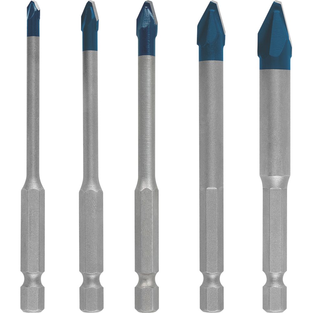 Bosch Expert HEX-9 Hard Ceramic Tile Drill Bit Set 5 Pack - Screwfix