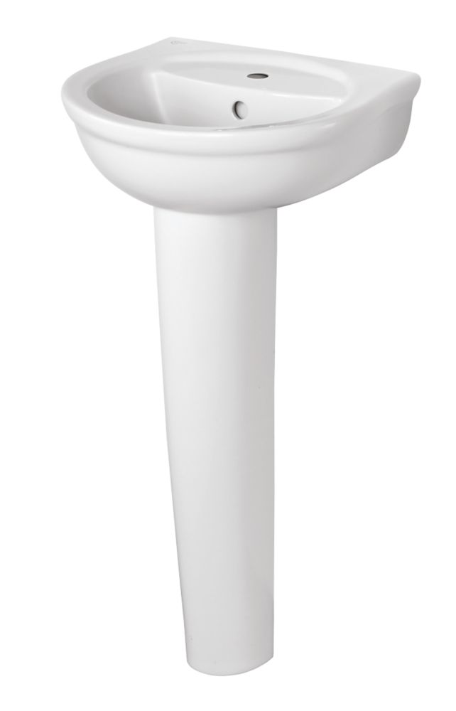 Ideal Standard Della Full Pedestal Cloakroom Basin 1 Tap Hole 450mm ...