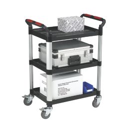 Silver & Black Premium 3-Shelf Trolley - Screwfix