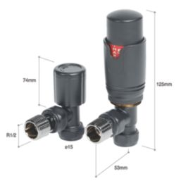 Towelrads 15mm x 1/2" Anthracite Angled Modern Thermostatic Radiator ...