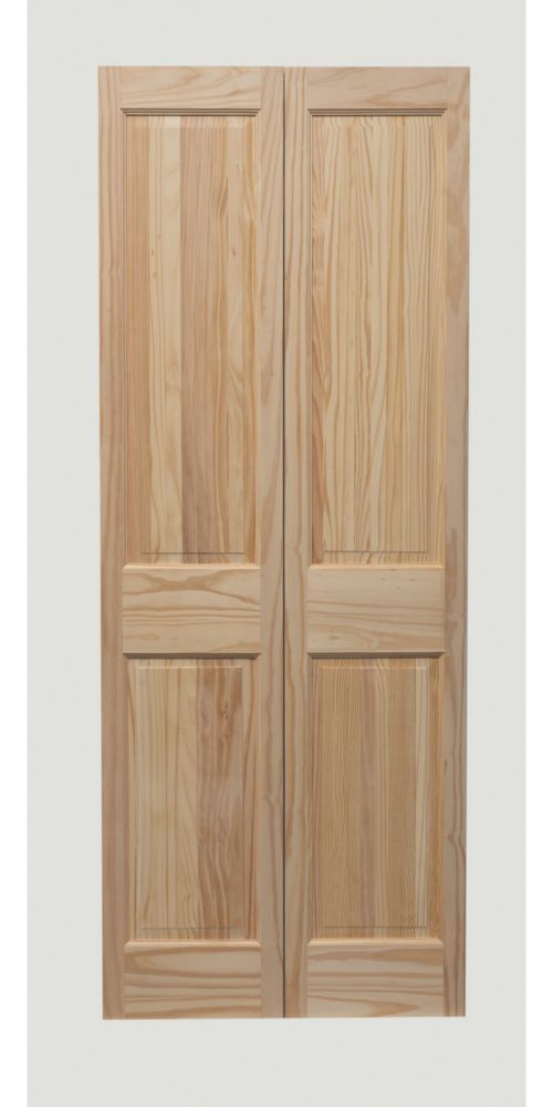 Unfinished Pine Wooden 4-Panel Internal Bi-Fold Victorian-Style Door ...