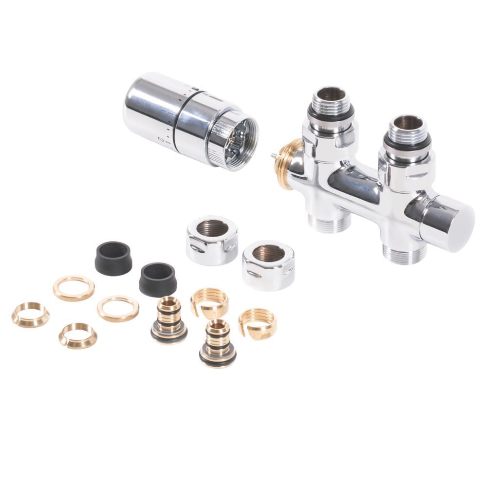 Chrome Straight Radiator Valves | Radiators | Screwfix.com
