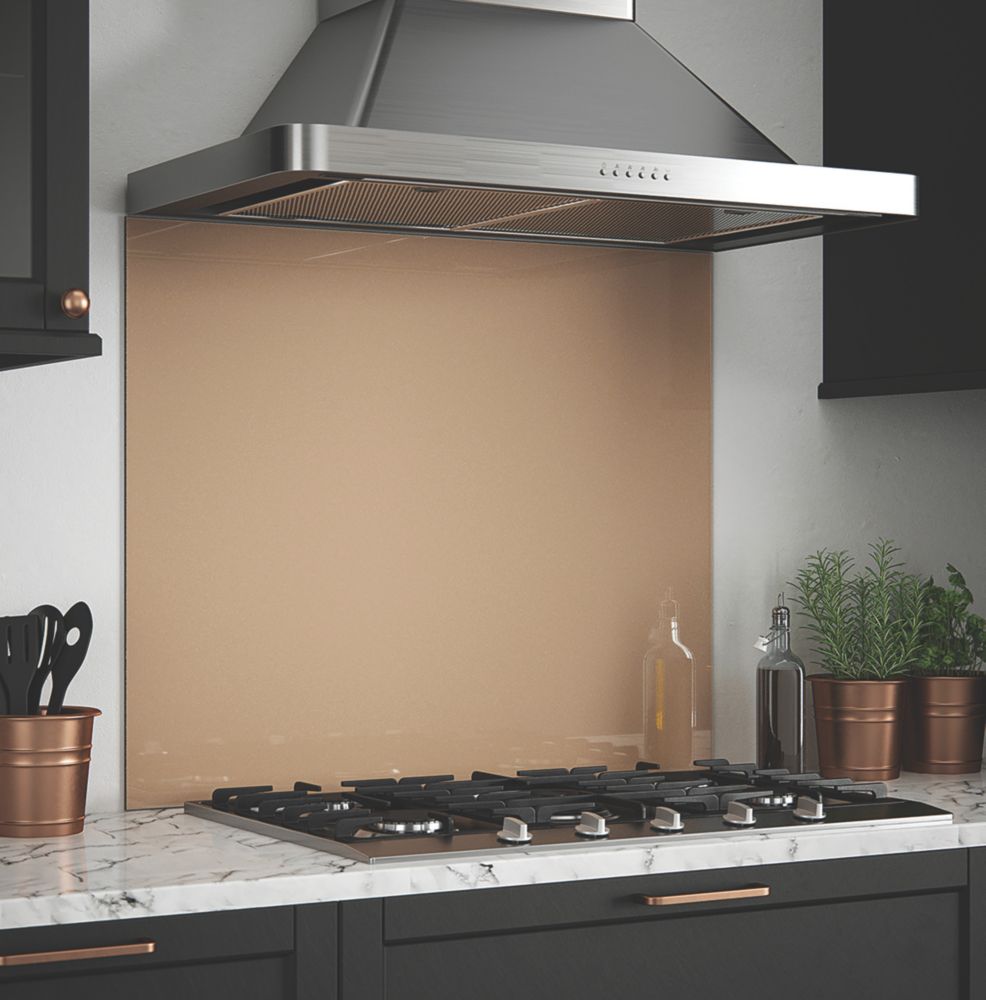 Splashback Rose Gold Self-Adhesive Glass Kitchen Splashback 900mm x ...