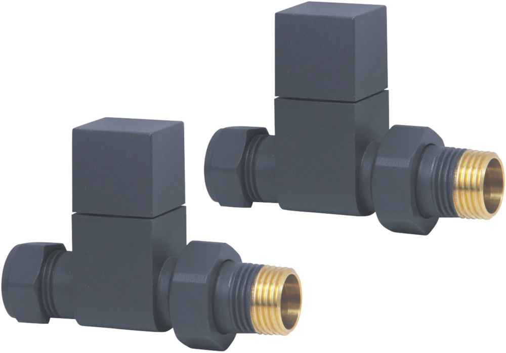 Anthracite Straight Radiator Valves | Radiators | Screwfix.com